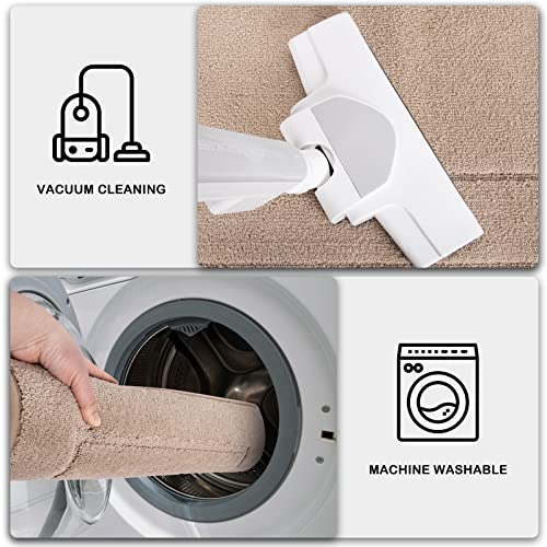 PURRUGS Machine Washable Kitchen Rug Set of 2, Non-Slip/Skid Kitchen Runner Rugs & Floor Mats, Super Absorbent Soft Standing Mats for Kitchen, Sink & Laundry, Beige