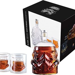 Whiskey Decanter Set With 2 Glasses, Transparent Creative Flask Carefe, Whiskey Carafe for Wine, Scotch, Bourbon, Vodka, Liquor - 750ml Birthday Gift for Men(Extra Large)