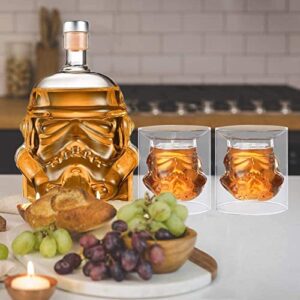 Whiskey Decanter Set With 2 Glasses, Transparent Creative Flask Carefe, Whiskey Carafe for Wine, Scotch, Bourbon, Vodka, Liquor - 750ml Birthday Gift for Men(Extra Large)