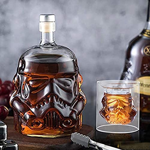 Whiskey Decanter Set With 2 Glasses, Transparent Creative Flask Carefe, Whiskey Carafe for Wine, Scotch, Bourbon, Vodka, Liquor - 750ml Birthday Gift for Men(Extra Large)