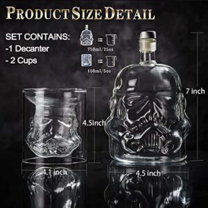 Whiskey Decanter Set With 2 Glasses, Transparent Creative Flask Carefe, Whiskey Carafe for Wine, Scotch, Bourbon, Vodka, Liquor - 750ml Birthday Gift for Men(Extra Large)