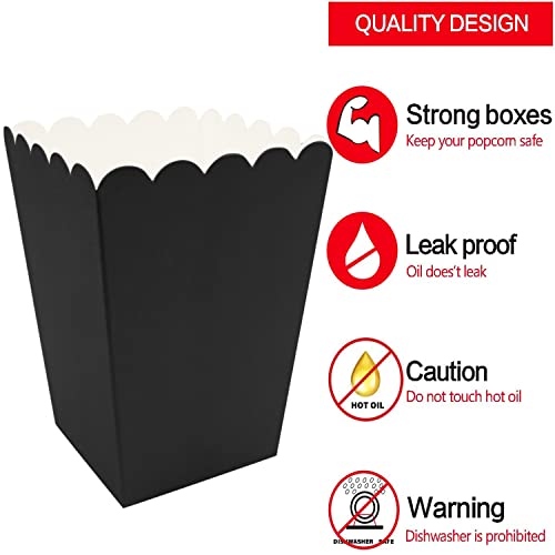 36 Pcs Popcorn Boxes Mini Paper Popcorn Box Cardboard Popcorn Container for Party, Black