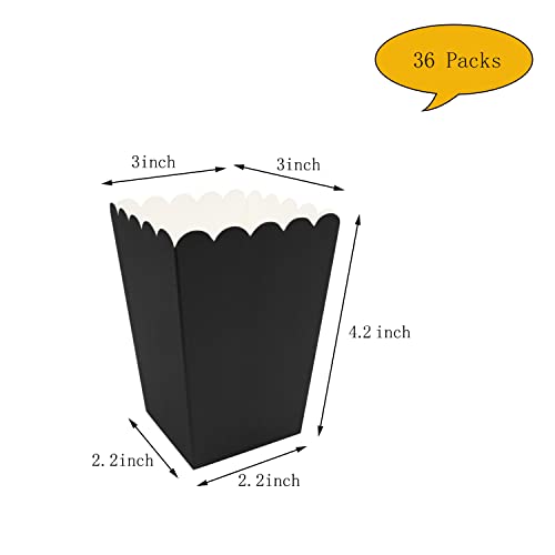 36 Pcs Popcorn Boxes Mini Paper Popcorn Box Cardboard Popcorn Container for Party, Black