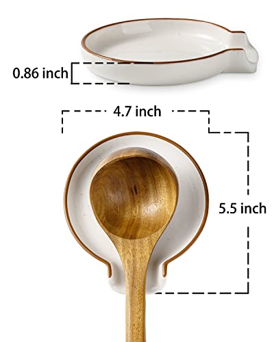 Getstar Spoon Rest for Stove Top, Ceramic Spoon Holder for Kitchen Counter (W4.7"), Farmhouse Decor, Dishwasher Safe