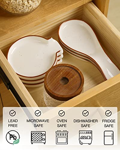 Getstar Spoon Rest for Stove Top, Ceramic Spoon Holder for Kitchen Counter (W4.7"), Farmhouse Decor, Dishwasher Safe