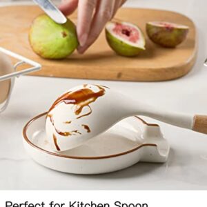 Getstar Spoon Rest for Stove Top, Ceramic Spoon Holder for Kitchen Counter (W4.7"), Farmhouse Decor, Dishwasher Safe