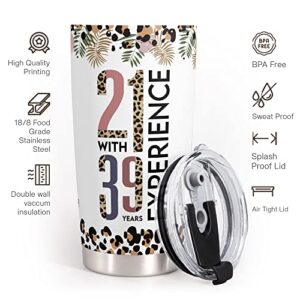 Macorner 60th Birthday Gifts for Women - Stainless Steel Tumbler 20oz - 60 Years Old Birthday Gifts for Women - Gifts for Women Bestie Friends Sister Coworker Mom Wife 21 With 39 Years Experience Gift