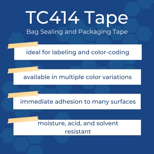 Tach-It E7R Steel Tape Bag Sealer with Bag Trimmer & TapeCase 3/8-72-414W TC414 0.375" X 72YD White - UPVC,White Bag Sealing Tape,3/8" Wide,72 yd. Length,White (1 ROLL)