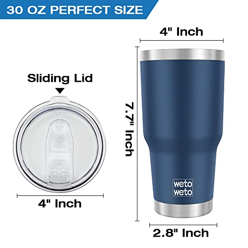 WETOWETO 30oz Tumbler, Stainless Steel Vacuum Insulated Water Coffee Tumbler Cup, Double Wall Powder Coated Spill-Proof Travel Mug Thermal Cup for Home Outdoor (Navy Blue, 1 Pack)