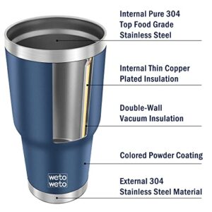 WETOWETO 30oz Tumbler, Stainless Steel Vacuum Insulated Water Coffee Tumbler Cup, Double Wall Powder Coated Spill-Proof Travel Mug Thermal Cup for Home Outdoor (Navy Blue, 1 Pack)