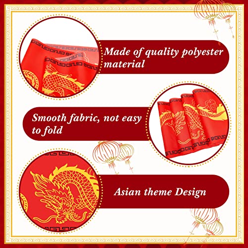 Chinese Dragon Printed Table Runner 11 Inch x 5.9 ft Dragon Table Decorations Asian Table Runner Chinese Party Decorations for Spring Festival Party Supplies Kitchen Dining Table Decoration (2 Pcs)