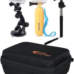 TEKCAM Universal Action Camera Accessories with Small Carrying Case Travel Storage Bag Compatible with Gopro Series Action Camera