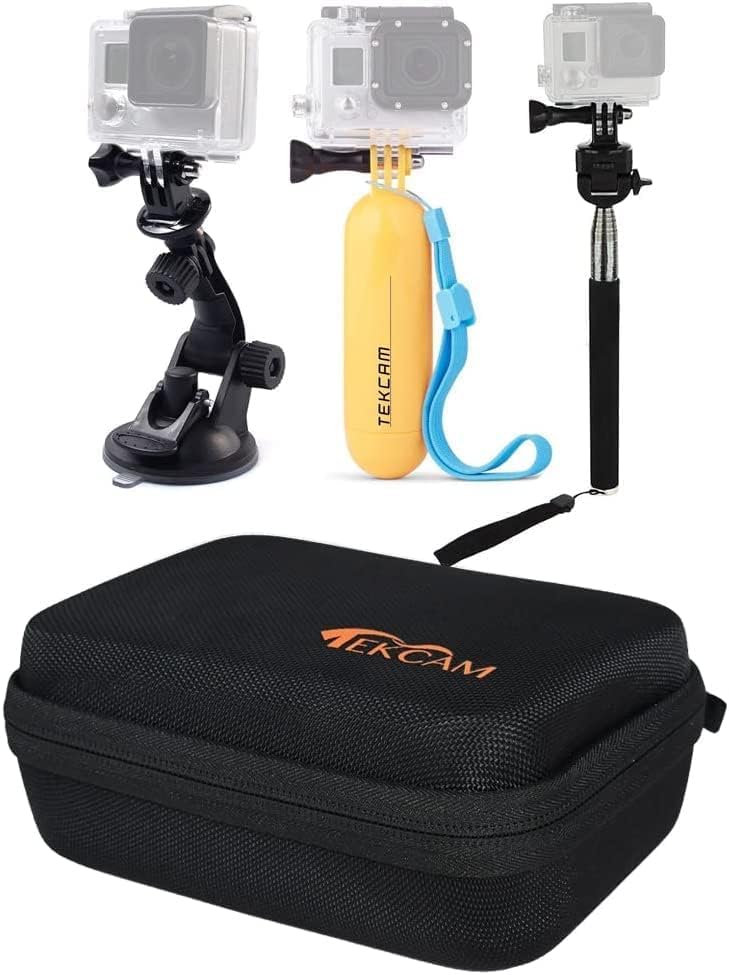 TEKCAM Universal Action Camera Accessories with Small Carrying Case Travel Storage Bag Compatible with Gopro Series Action Camera