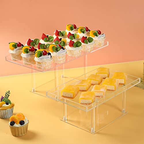 HeiMma 3 Pack Dessert Table Display Set, Clear Acrylic Dessert Stands Buffet Risers for Cupcakes Dessert Pastry Food Treat Tier Serving Tray Stand for Wedding Birthday Party