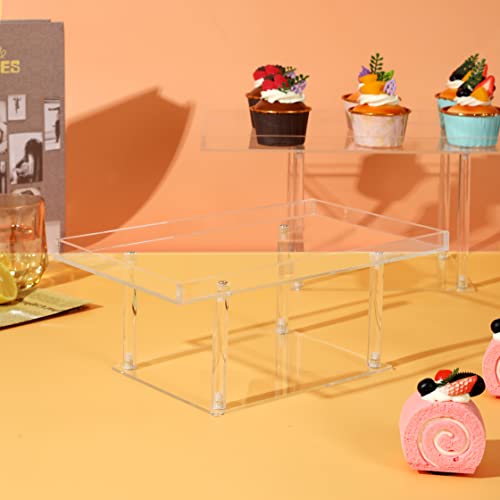 HeiMma 3 Pack Dessert Table Display Set, Clear Acrylic Dessert Stands Buffet Risers for Cupcakes Dessert Pastry Food Treat Tier Serving Tray Stand for Wedding Birthday Party