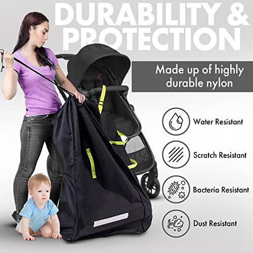 Stroller Travel Bag for Airplane Gate Check – Protective Airport Approved Baggage Gate Check Storage Sack for Traveling with Standard or Double Stroller – Easy Carrying with Padded Backpack Straps