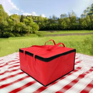 Luxshiny Towel Rack Insulated Reusable Grocery Bag Thermal Delivery Bag Insulated Pizza Shopping Tote Food Delivery Cooler Bags Hot and Cold Delivery Tote for Camping Catering Red Groceries