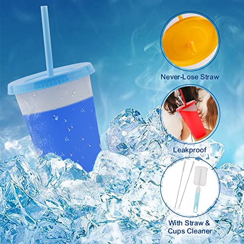 EASEVE Color Changing Cups with Lids and Straws - 12 Packs 24 oz Reusable Plastic Tumblers with Lids and Straws for Adults Kid Party, Bulk Tumblers for Iced Coffee Tea and Smoothie