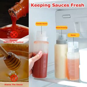 Condiment Porous Squeeze Bottles, 4Pack Squeeze Bottles for Sauces, Salad Dressing Container, Ketchup Bottles Squeeze 12oz, Five Hole Container Sauce Dispenser for Ketchup Salad BBQ Sauce Oil Syrup