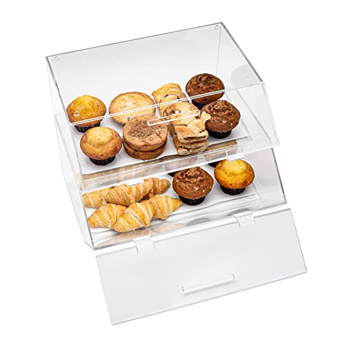 SimplyImagine Bakery Display Case, Stackable Acrylic Pastry Case Box for Countertop - Retail, Commercial, Home, Portable Use for Bagels, Baked Goods, Bread, Donuts, Vegetables, More