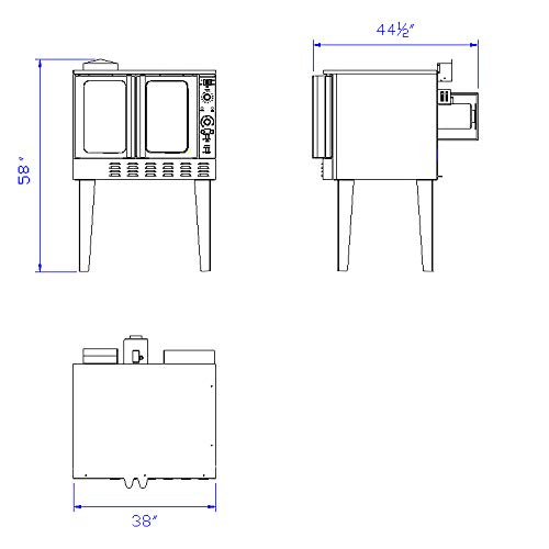 Commercial Convection Oven, 240V Single Phase, 10,000Watt, Single Deck, Four Legs, Restaurant Kitchen Bakery COE1