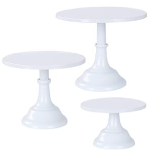 3 pcs cake stand, cake pop stand set of disc diameter 8" 10" 12", tall cake stands for dessert table, perfect display for wedding, party, birthday, baby shower, decorations (white)