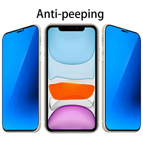 BWEDXEZ 2 Pack Anti-Blue Privacy Tempered Glass Suit for iPhone 11 / iPhone XR Mirror Anti-Spy Screen Protector Anti-Peeping Film Electroplated 9H Hardness Anti-scratch 6.1 inch (Blue)