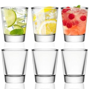 gencywe 6 pack shot glasses set with heavy base, 1.6 oz clear shot glasses bulk, small whiskey shot glass for vodka, whiskey, tequila, espressos, spirits & liquors