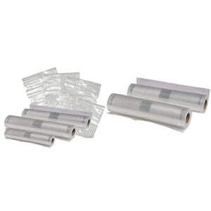 nesco vs-07v vacuum sealer bag variety pack, bag/roll combo, clear & vs-03r, two 8" x 20" bags, compatible vacuum sealers and other brands