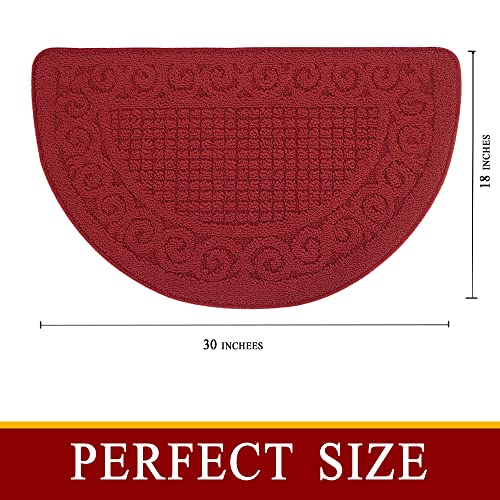 Kitchen Rugs for Floor 2 Piece 18”X30”, Non Skid Washable Kitchen Mats, Absorbent Standing Rug, Throw Rug,Half Circle Carpet for Sink,Laundry Room Area Kitchen Decor