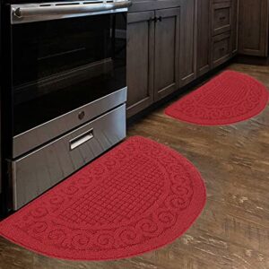 Kitchen Rugs for Floor 2 Piece 18”X30”, Non Skid Washable Kitchen Mats, Absorbent Standing Rug, Throw Rug,Half Circle Carpet for Sink,Laundry Room Area Kitchen Decor