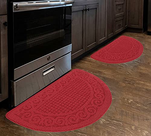 Kitchen Rugs for Floor 2 Piece 18”X30”, Non Skid Washable Kitchen Mats, Absorbent Standing Rug, Throw Rug,Half Circle Carpet for Sink,Laundry Room Area Kitchen Decor