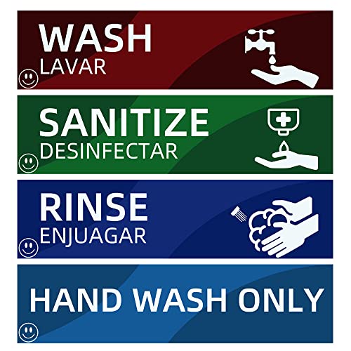 Wash Rinse Sanitize Handwash Sink Labels, for Wash Station, Commercial Kitchens, Restaurant, Food Trucks, Busing Station