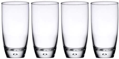 Glaver's Highball Glasses Set Of 4, 16 Oz. Drinking Glasses, Unique Water Glass Cups For Juice, Cocktails, Soda, Heavy Bottom Tumbler Glass