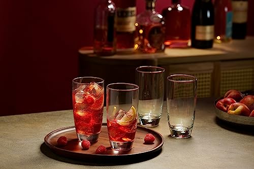 Glaver's Highball Glasses Set Of 4, 16 Oz. Drinking Glasses, Unique Water Glass Cups For Juice, Cocktails, Soda, Heavy Bottom Tumbler Glass