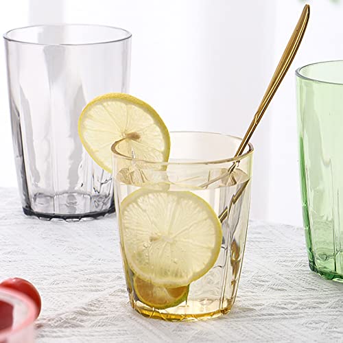 ZEAYEA Set of 6 Acrylic Drinking Cups, 14 oz Unbreakable Water Tumblers, Reusable Plastic Drinking Glasses, Stackable Beverage Tumbler for Water, Juice, Lemonade, Ice Coffee, BPA-free, Dishwasher Safe