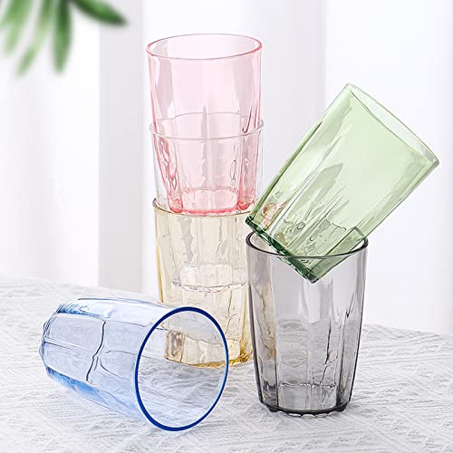 ZEAYEA Set of 6 Acrylic Drinking Cups, 14 oz Unbreakable Water Tumblers, Reusable Plastic Drinking Glasses, Stackable Beverage Tumbler for Water, Juice, Lemonade, Ice Coffee, BPA-free, Dishwasher Safe