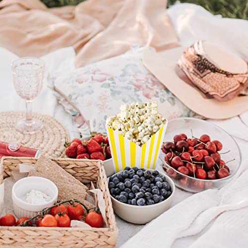 Tofficu Snack Container 48Pcs Popcorn Boxes Striped Theater Popcorn Bucket Paper Popcorn Containers Treat Box Disposable French Fries Boxes Wedding Birthday Party Favors Snack Container