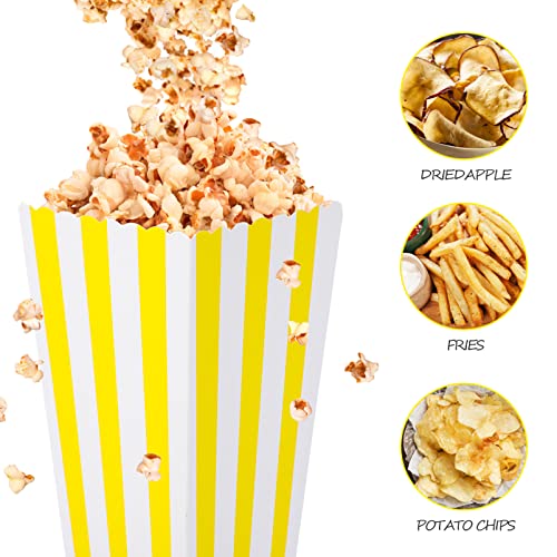 Tofficu Snack Container 48Pcs Popcorn Boxes Striped Theater Popcorn Bucket Paper Popcorn Containers Treat Box Disposable French Fries Boxes Wedding Birthday Party Favors Snack Container