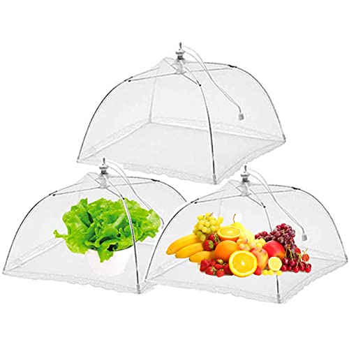 14"x14" Pop-Up Food Mesh Cover Umbrella Food Nets Screen,Reusable and Collapsible Outdoor Food Tents Protector for Parties Picnic BBQ (3 Pack)