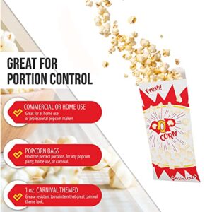 500 Popcorn Bags, Popcorn Machine Supplies Set, 1 oz Grease Resistant Paper, Popcorn Bags for Popcorn Machine, Grease Resistant, Carnival Themed, Made in The USA (500, 1 oz.)