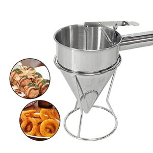 mvckyi pancake batter dispenser with stand, multifunction stainless steel dispenser funnel for filling cupcakes pancakes takoyaki or any baked food kitchen