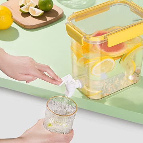 Elsjoy 2 Pack Plastic Drink Dispenser with Spigot, 1 Gallon (3.5 L) Beverage Dispenser Cold Drink Container for Iced Tea, Lemonade, Fridge, Bar, Party, Lock Lid