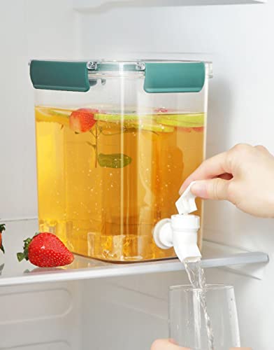 Elsjoy 2 Pack Plastic Drink Dispenser with Spigot, 1 Gallon (3.5 L) Beverage Dispenser Cold Drink Container for Iced Tea, Lemonade, Fridge, Bar, Party, Lock Lid