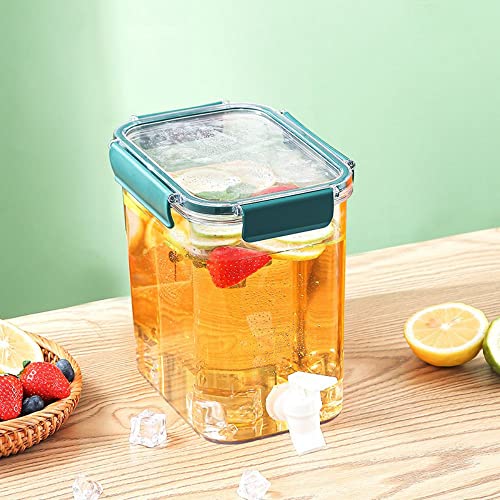 Elsjoy 2 Pack Plastic Drink Dispenser with Spigot, 1 Gallon (3.5 L) Beverage Dispenser Cold Drink Container for Iced Tea, Lemonade, Fridge, Bar, Party, Lock Lid