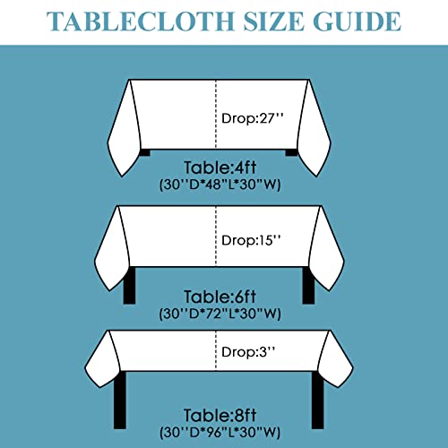 VidaFete 60*102inch Rectangle Tablecloth Polyester Table Cloth，Stain Resistant and Wrinkle Polyester Dining Table Cover for Kitchen Dinning Party Wedding Rectangular Tabletop Buffet Decoration(White)