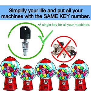 Lock and Key for Gumball Machine - Vending Machines Top Lid Tubular Key Lock for Capsule, Candy, Gumball Vending Machine. Classic Gumball Machine Lock and Key 1/4" Thread (4pc - Key Y3)…