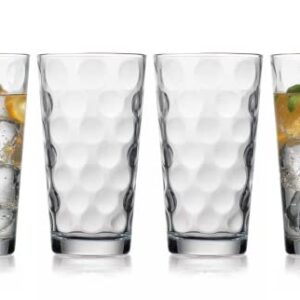 Glaver's Drinking Glasses Set of 4 Highball Glass Cups Bar Glasses for Cocktails, Juice, Water, Iced Tea, and Beverages. Circle Designed - Dishwasher Safe. (Large)