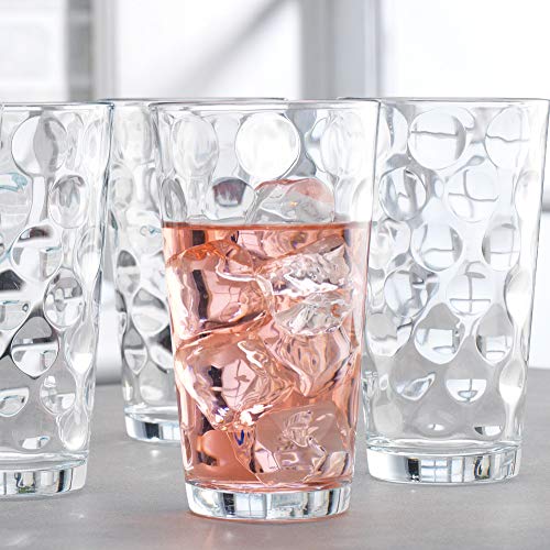 Glaver's Drinking Glasses Set of 4 Highball Glass Cups Bar Glasses for Cocktails, Juice, Water, Iced Tea, and Beverages. Circle Designed - Dishwasher Safe. (Large)