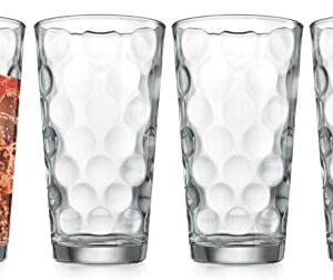 Glaver's Drinking Glasses Set of 4 Highball Glass Cups Bar Glasses for Cocktails, Juice, Water, Iced Tea, and Beverages. Circle Designed - Dishwasher Safe. (Large)